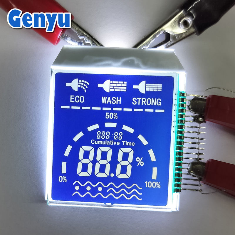 Customized Size Segment LCD Display HTN Blue PIN Connect With White Backlight
