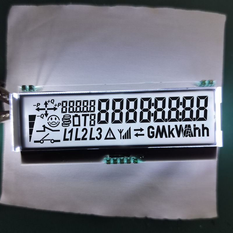 3.3V Custom Segment LCD Display TN Transflective White Backlight For Electricity Meter